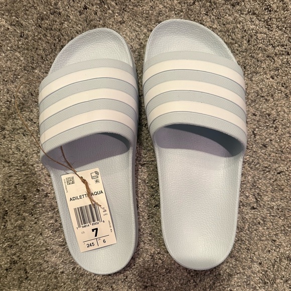 adidas | Shoes | Adidas Light Blue Slide Sandals | Poshmark